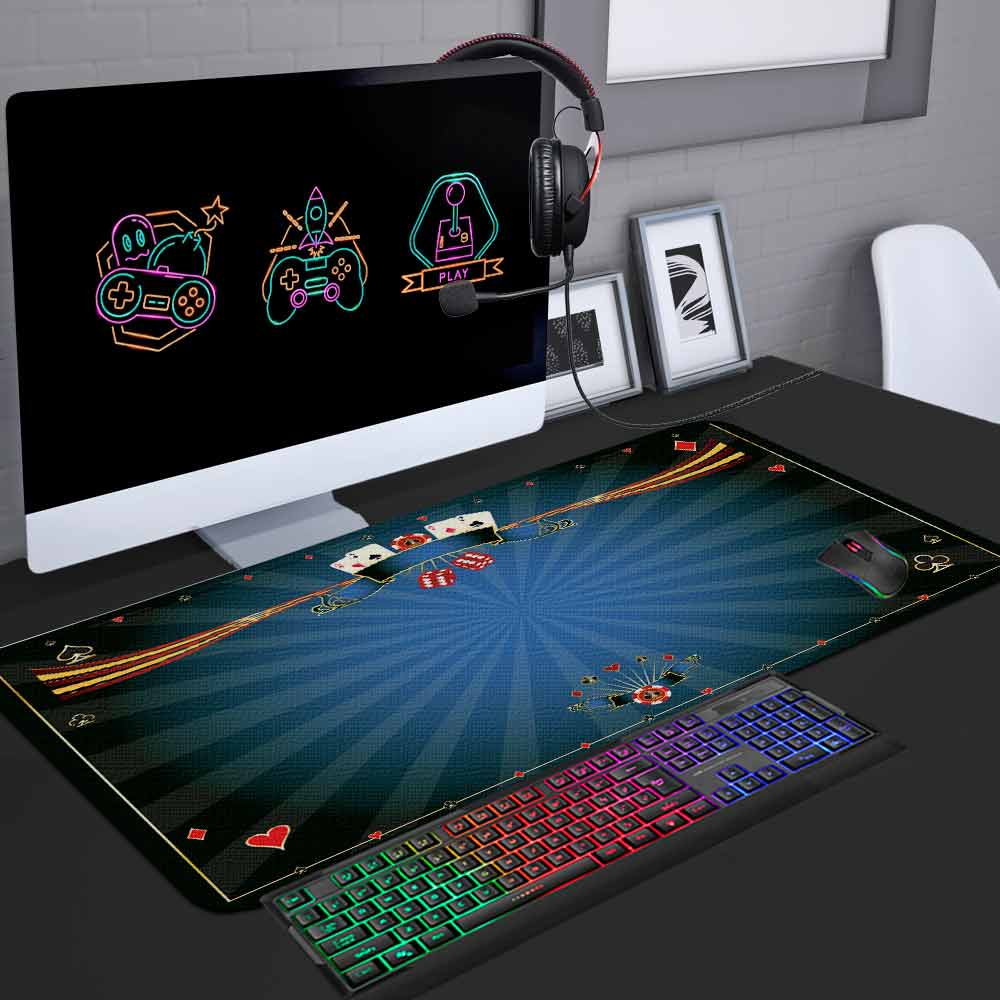 Mouse Pad Gamer Table Base Emborrachada 70x35 Azul